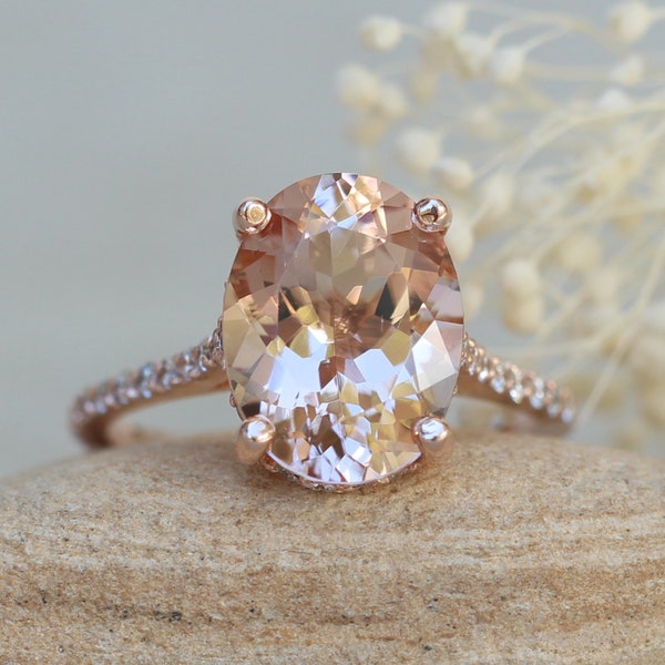 Oval Morganite Engagement Ring - Etsy