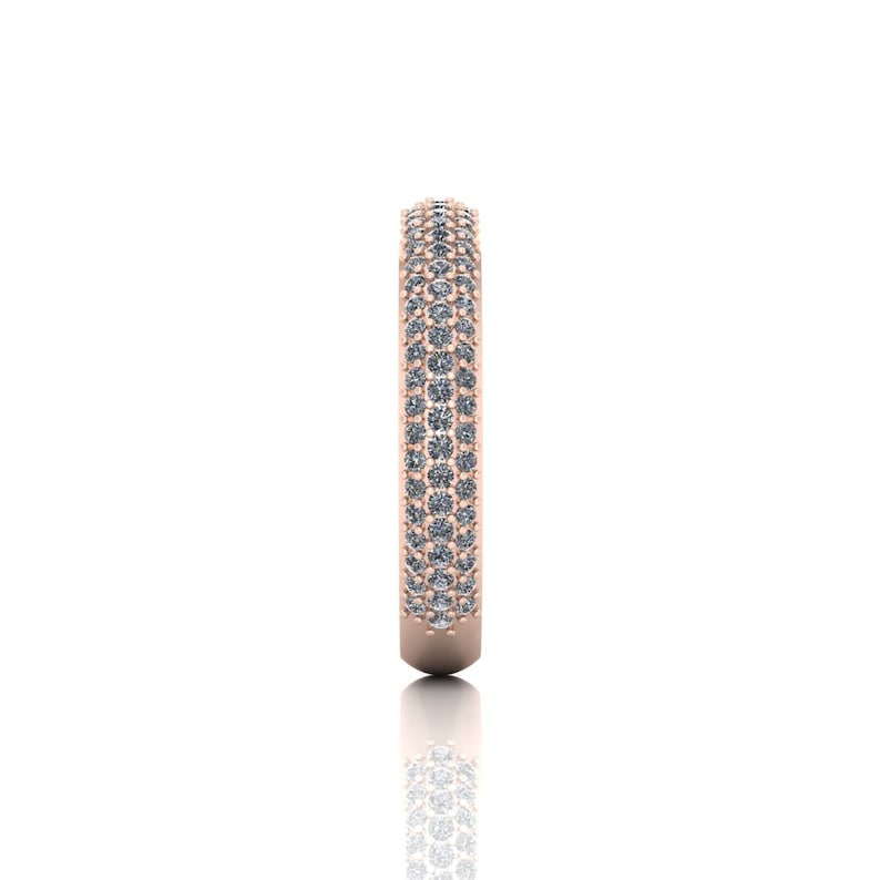 Triple Shank Diamond Wedding Band With Three Rows Going 3/4 Eternity ...