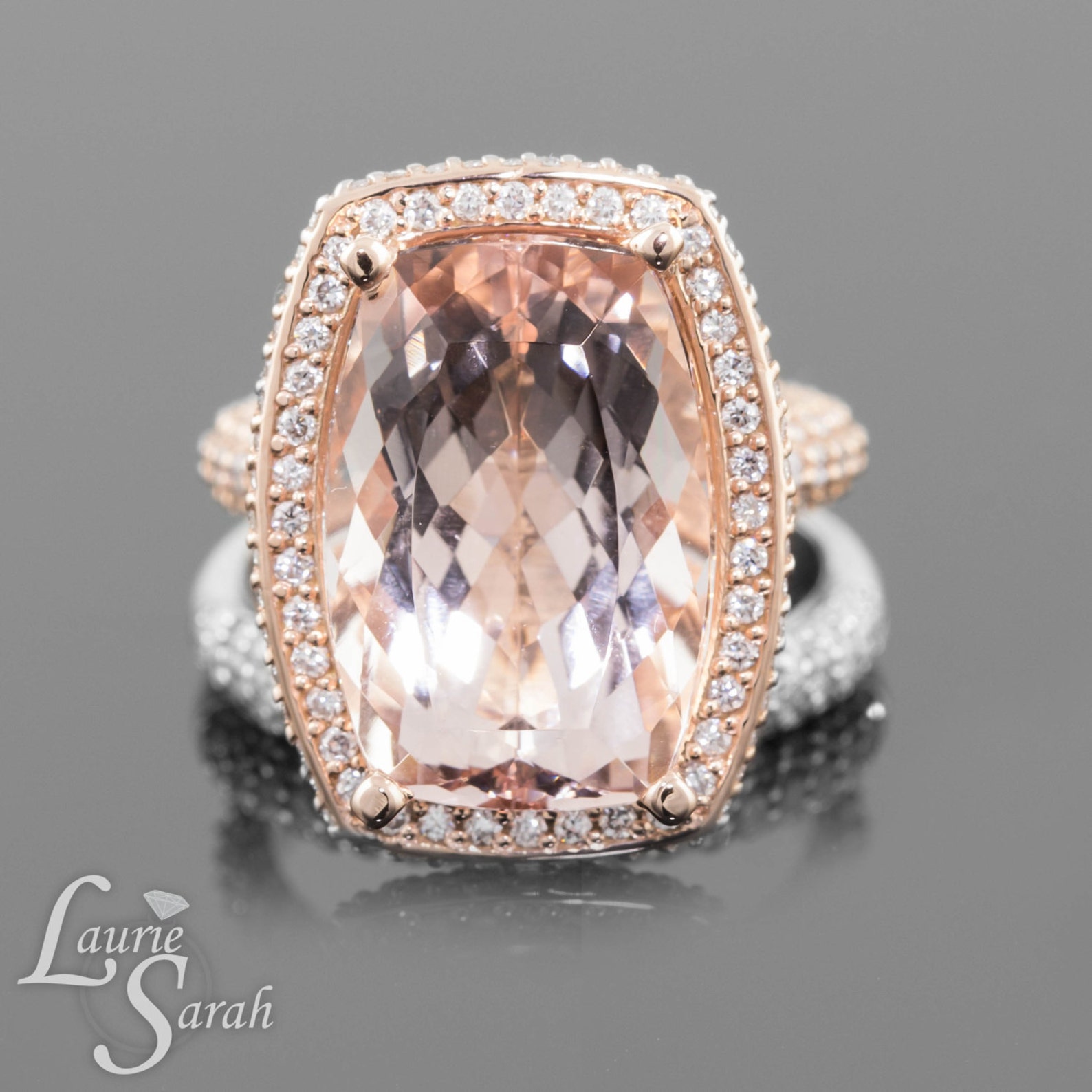 Morganite Ring Cushion Cut Morganite Ring Peach Pink - Etsy