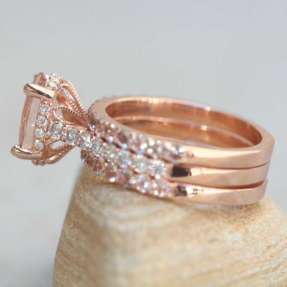 Peachy Pink Morganite Bridal Set Oval With Matching Morganite Bands ...
