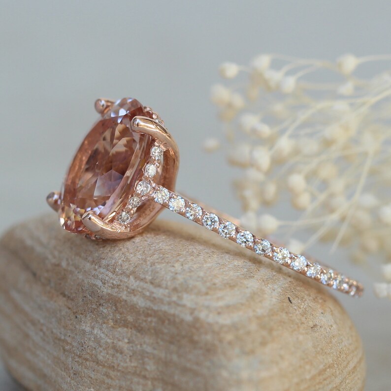 Solitaire Oval Morganite Engagement Ring With 12x9mm Morganite - Etsy
