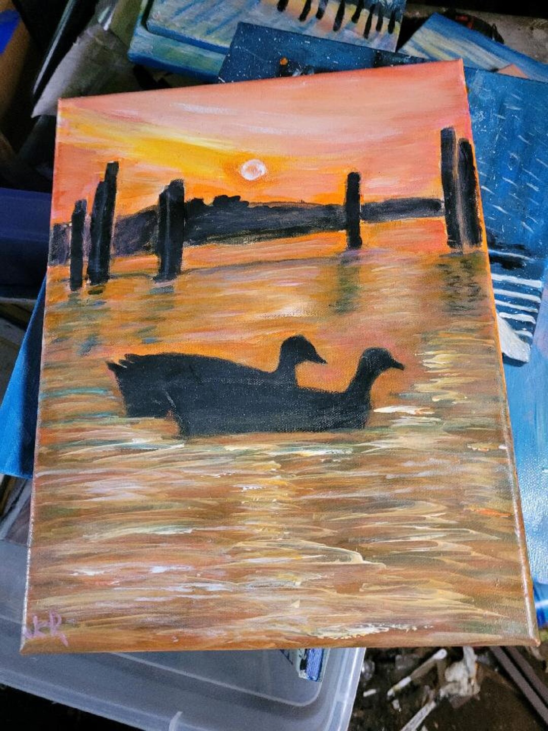 Original Ducks on the River Acrylic - Etsy