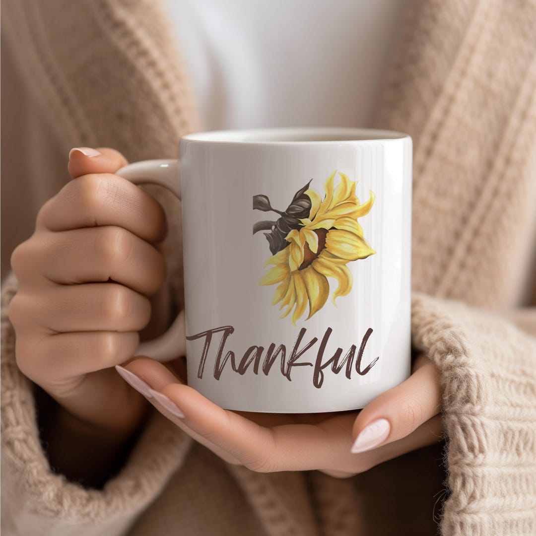 Thankful Mug, Gratitude Mug, Thanksgiving Gift, Autumn, Sunflower ...