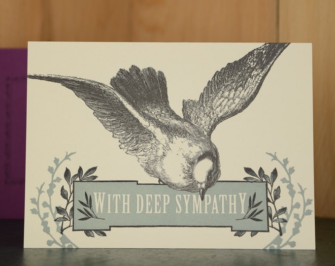 Bird Sympathy Letterpress Sympathy Card | Etsy