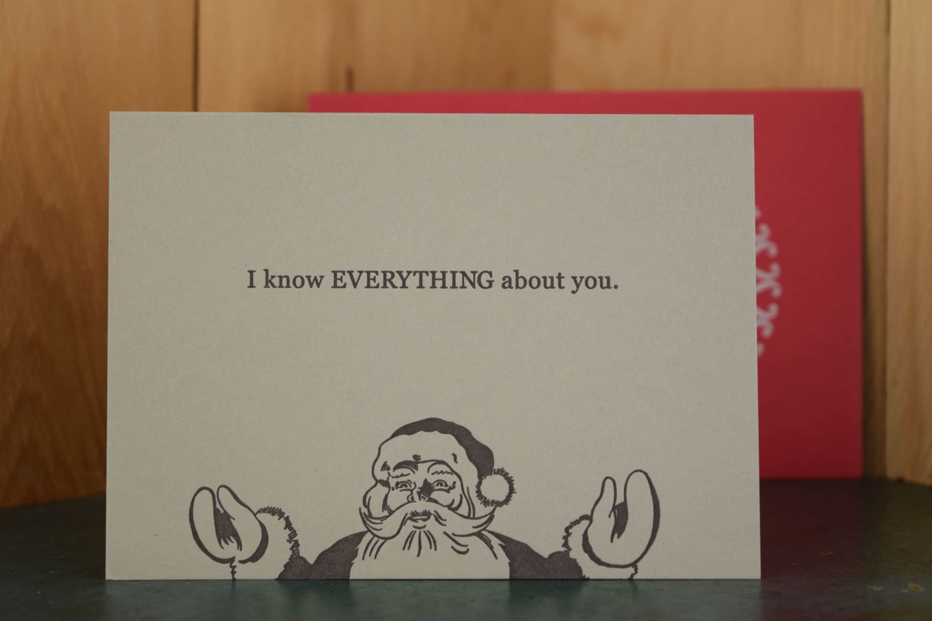 Santa Knows - Letterpress Holiday Card - Etsy