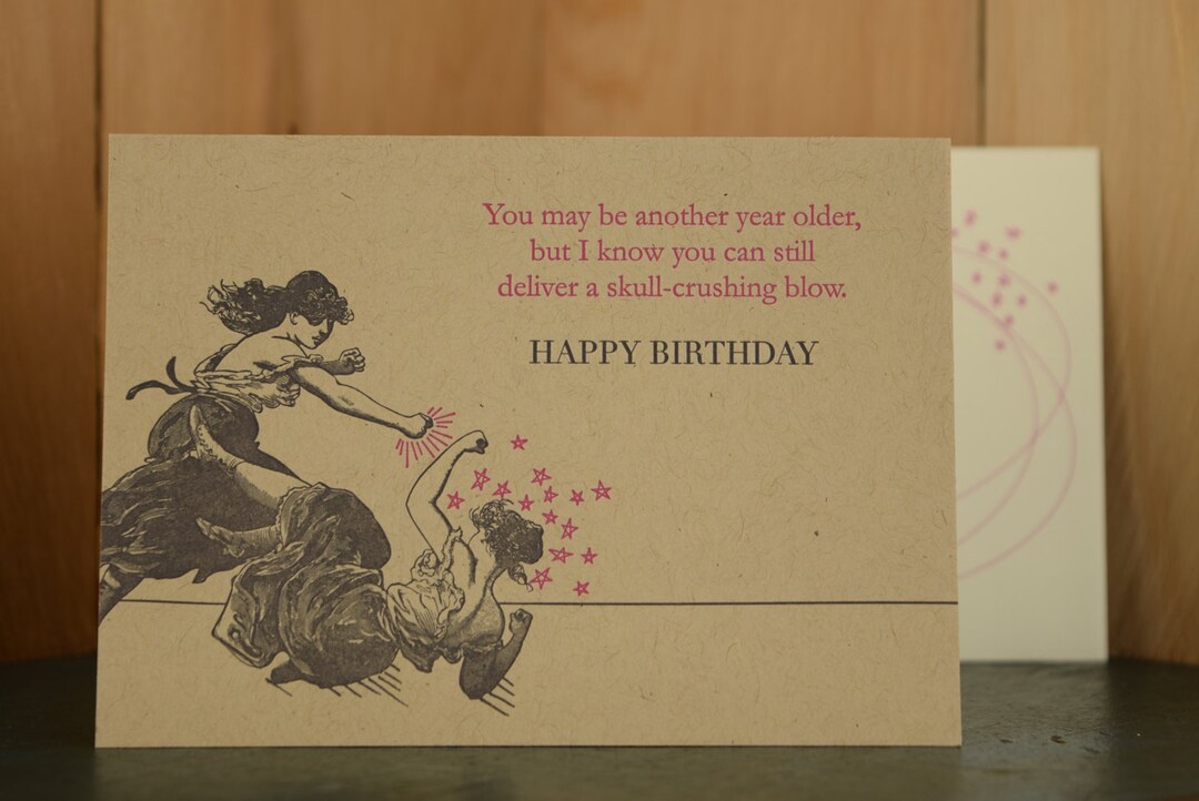 Girl Fight - Letterpress Birthday Card - Etsy