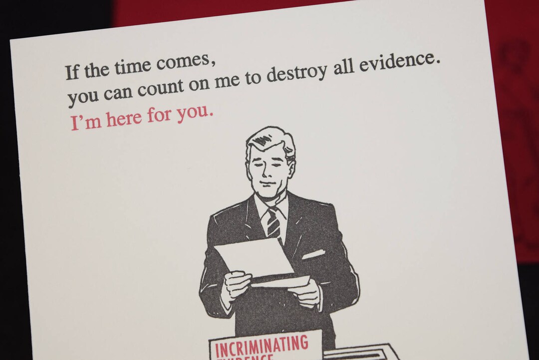 Destroy Evidence - Letterpress Friendship Card - Etsy