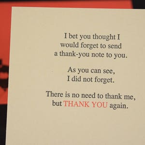 Thanks Again Letterpress Thank You Card - Etsy