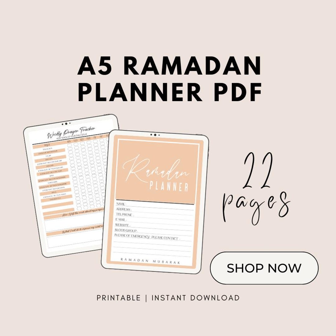 A5 Ramadan Printable Planner 2025 Daily Ramadan Planner Tracker Islam ...