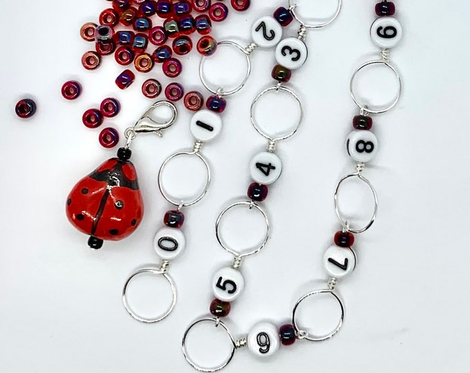 Knitting Row Counter With Cute Chunky Ladybug and Black-lined Red Beads ...