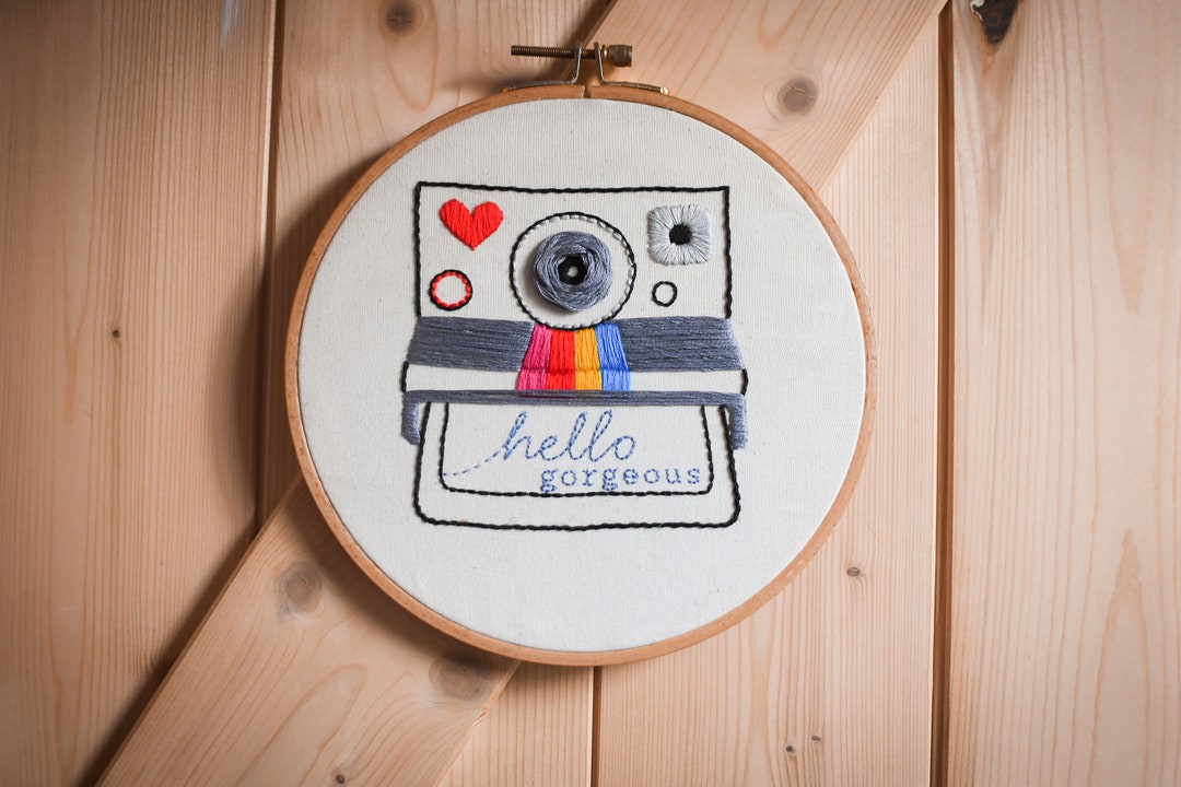 Polaroid Camera Embroidery | Finished Embroidery Hoop 7 Inches ...