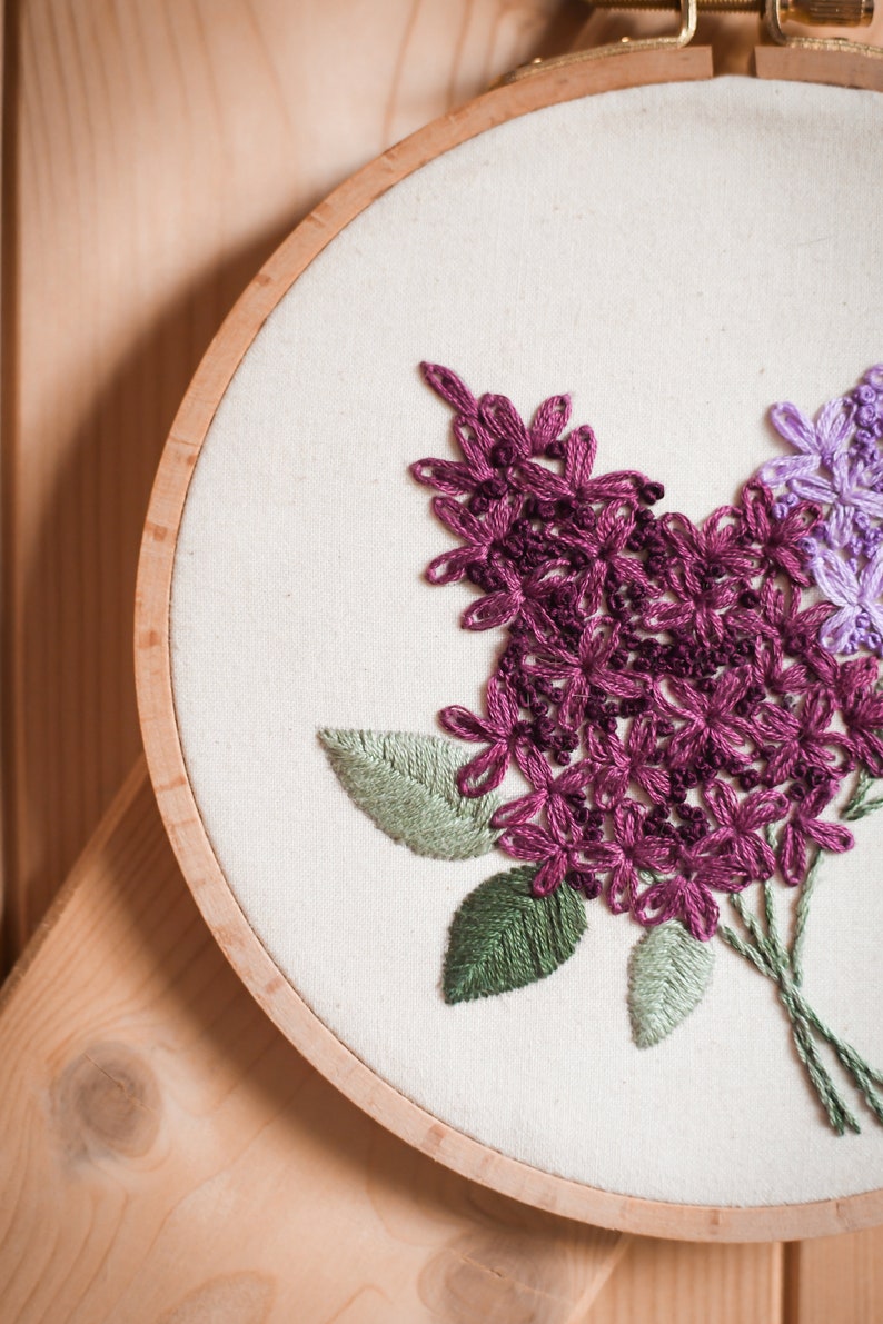 Lilac Embroidery | Finished Embroidery Hoop 6 Inches | Embroidery Wall ...