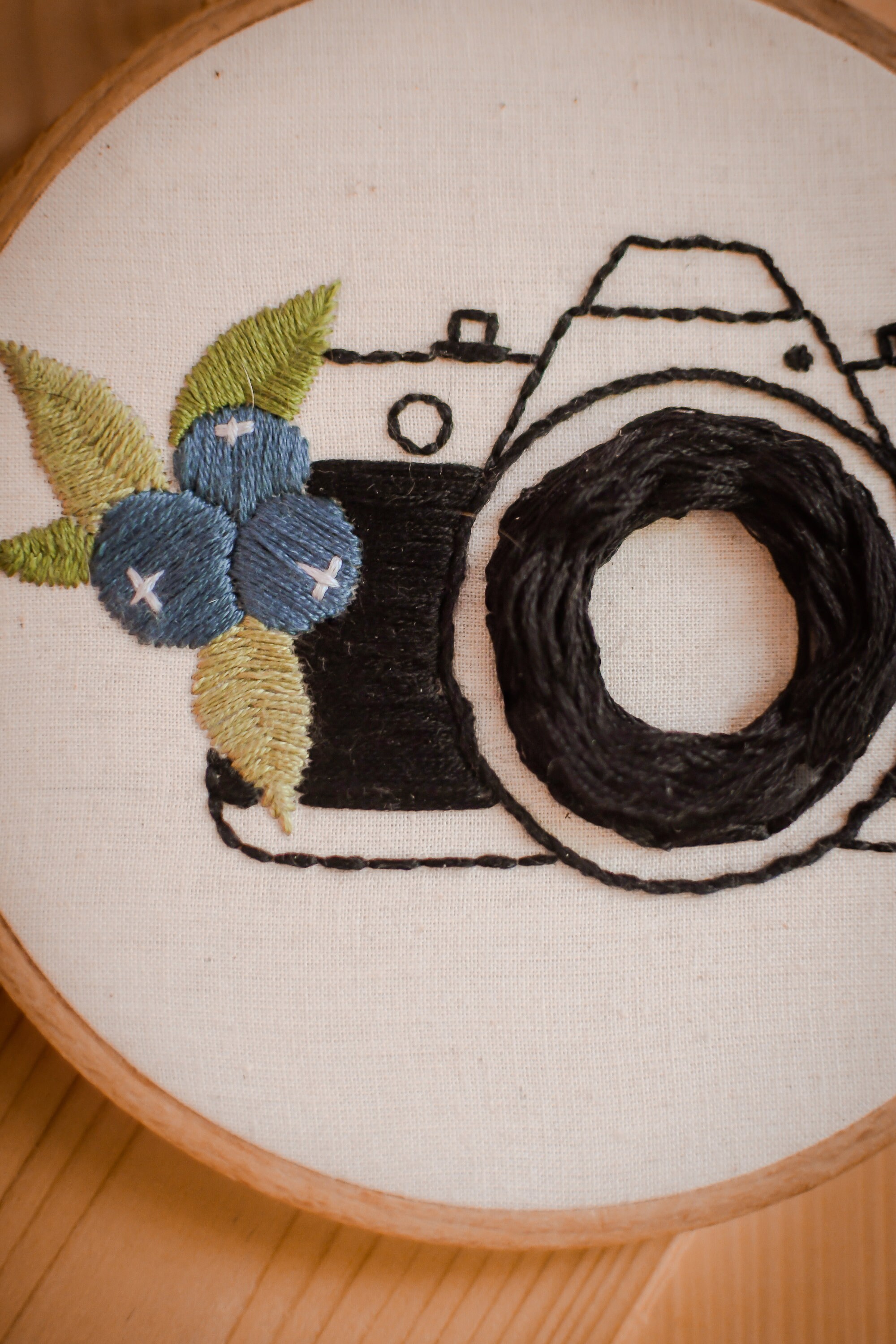 Blueberry and Camera Embroidery Finished Embroidery Hoop 5 Inches ...