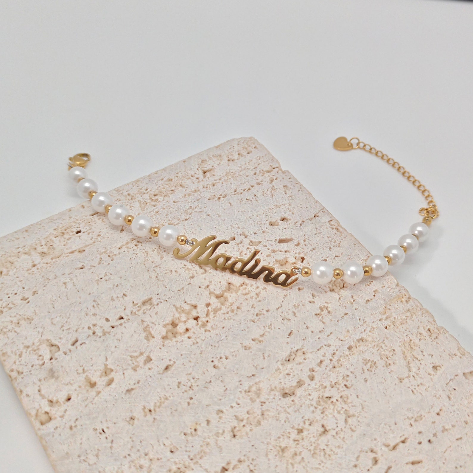 Customized Name Bracelet, Personalized Pearl Name Bracelet, Pearl ...