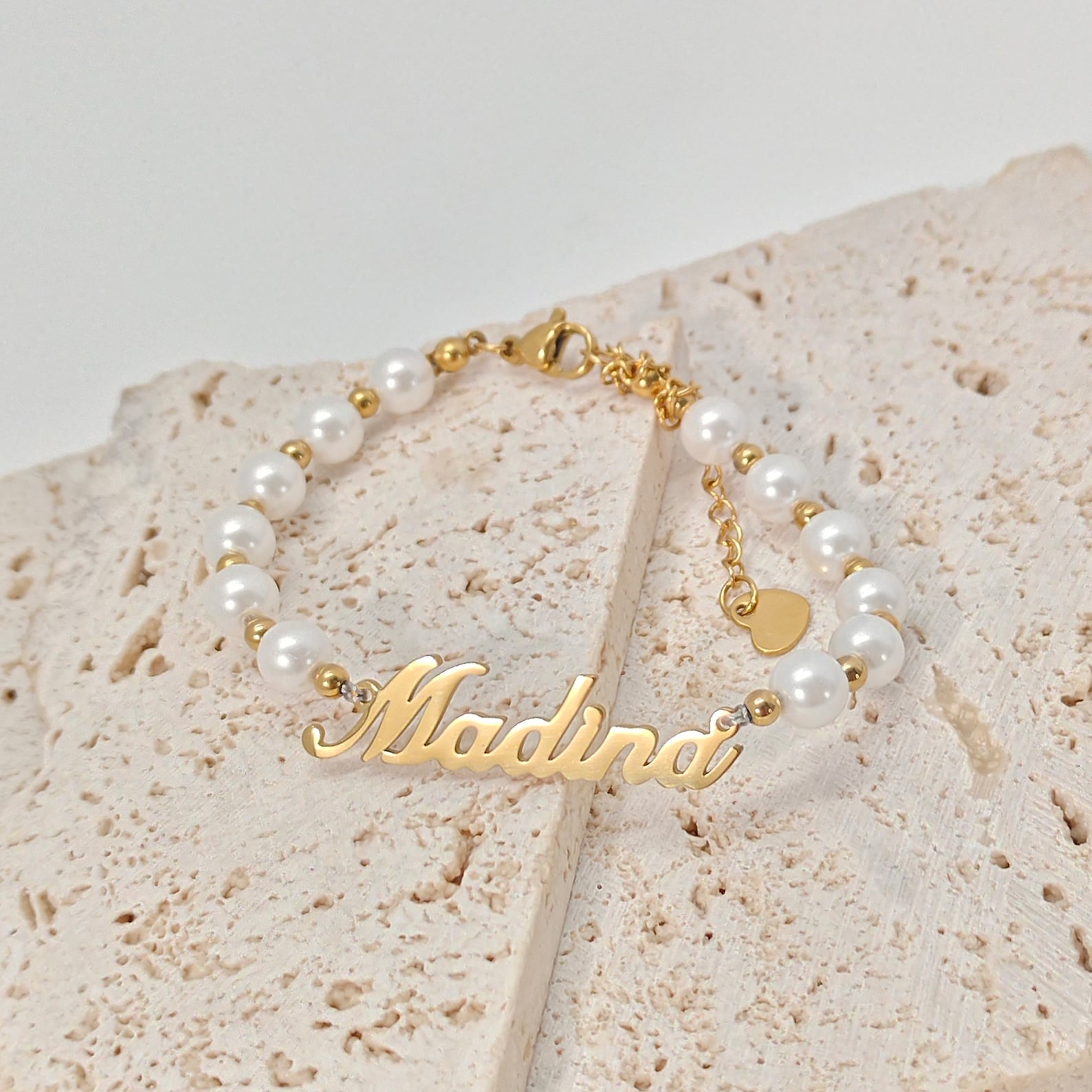 Customized Name Bracelet, Personalized Pearl Name Bracelet, Pearl ...