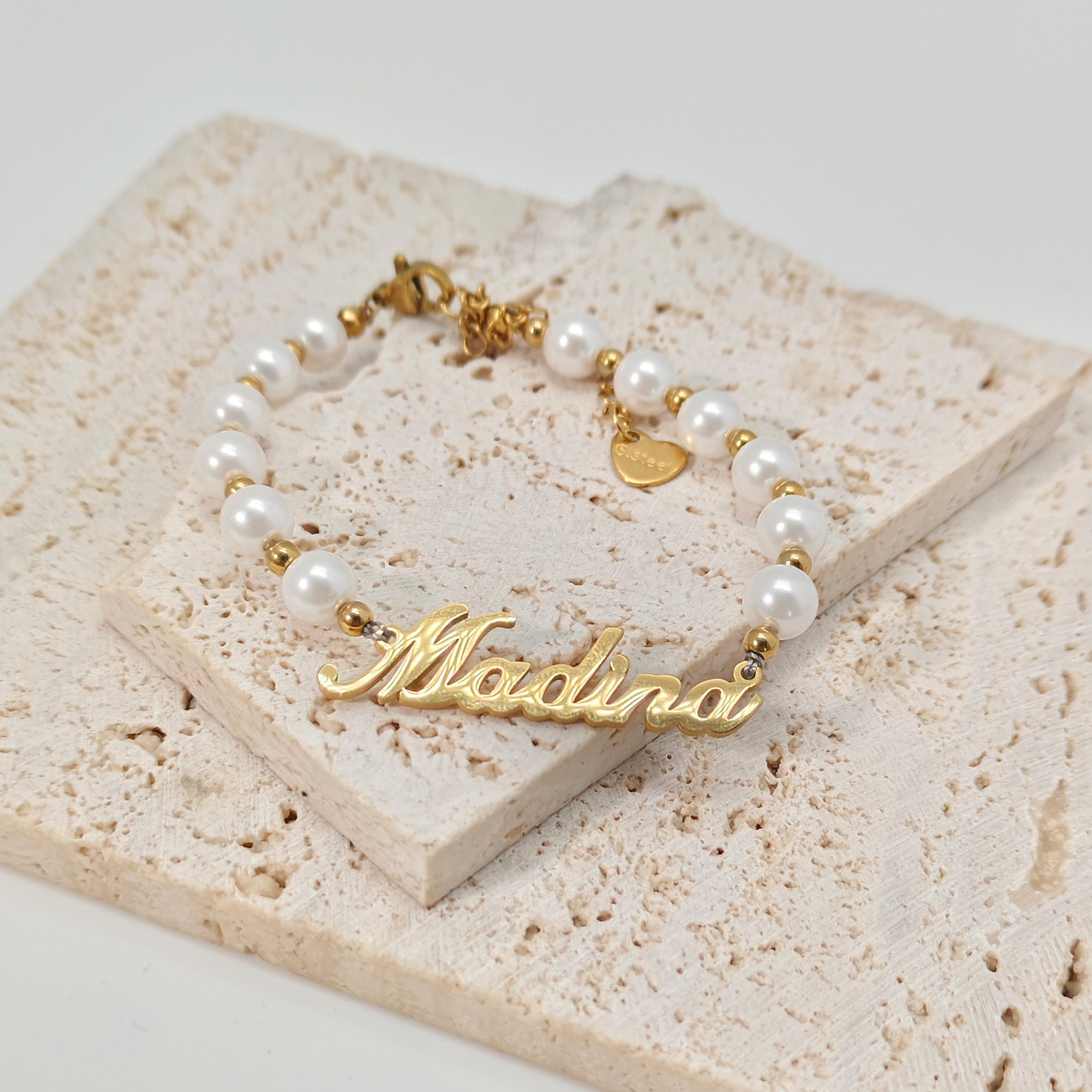 Customized Name Bracelet, Personalized Pearl Name Bracelet, Pearl ...