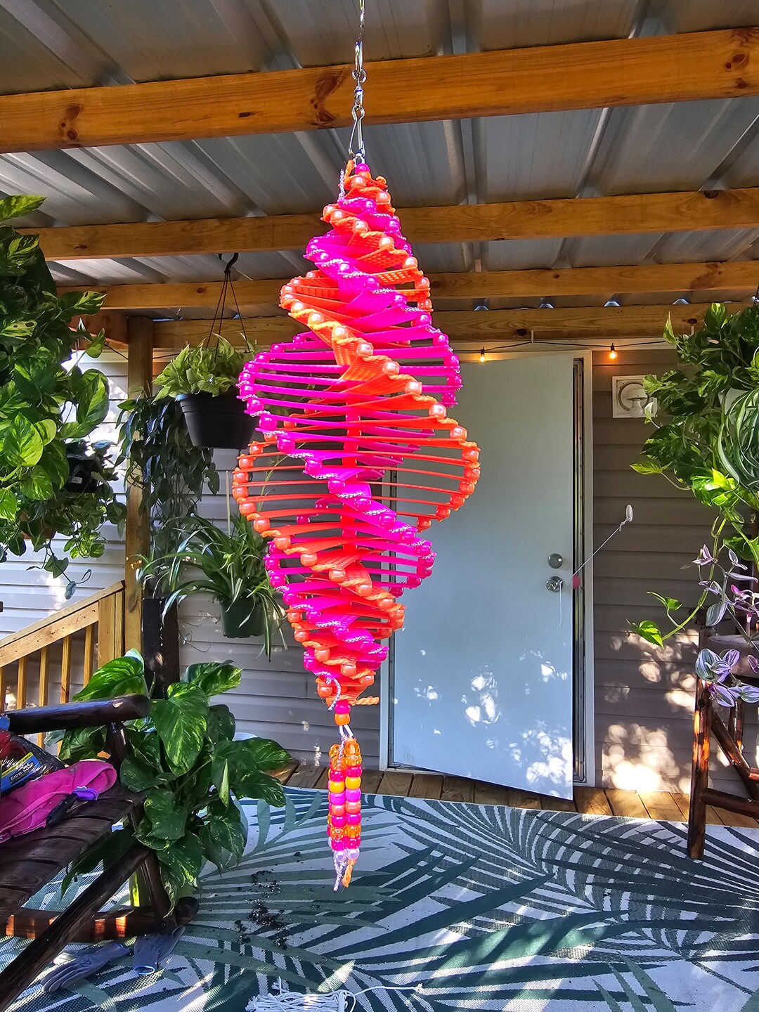 Bright Pink & Orange Wind Spinner Twirly Porch Decor - Etsy