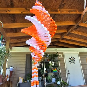 CREAMSICLE Bright Orange & White Wind Spinner Twirly Porch Decor Summer ...