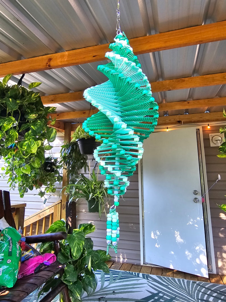 Mint Green & Grass Green Wind Spinner Twirly Porch Decor Minty - Etsy
