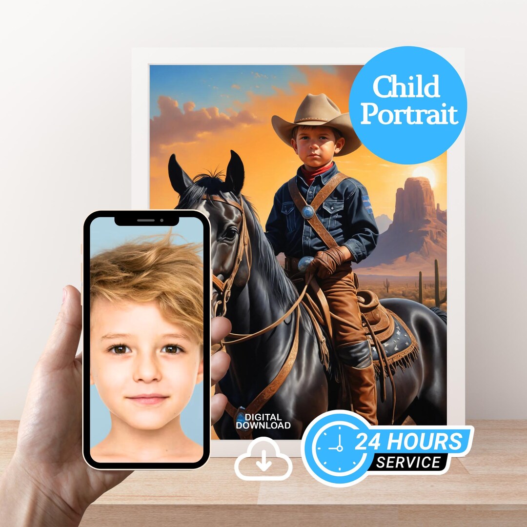 Boy Child Portrait From Photo, Perfect Gift for Child, Child Cartoon Portrait, Painted Portrait ...