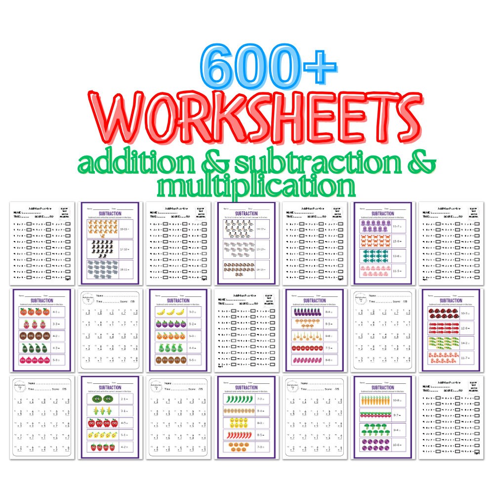 Homeschool First Grade, Math Addition Worksheets, Addition Subtraction ...