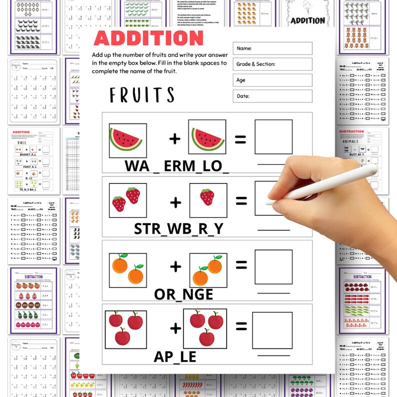Homeschool First Grade, Math Addition Worksheets, Addition Subtraction ...