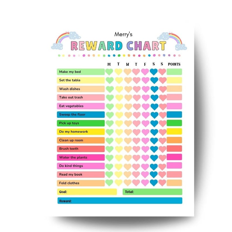 Kids Chore Chart, Kids Reward System, Sleep Reward Chart, Kids Reward ...