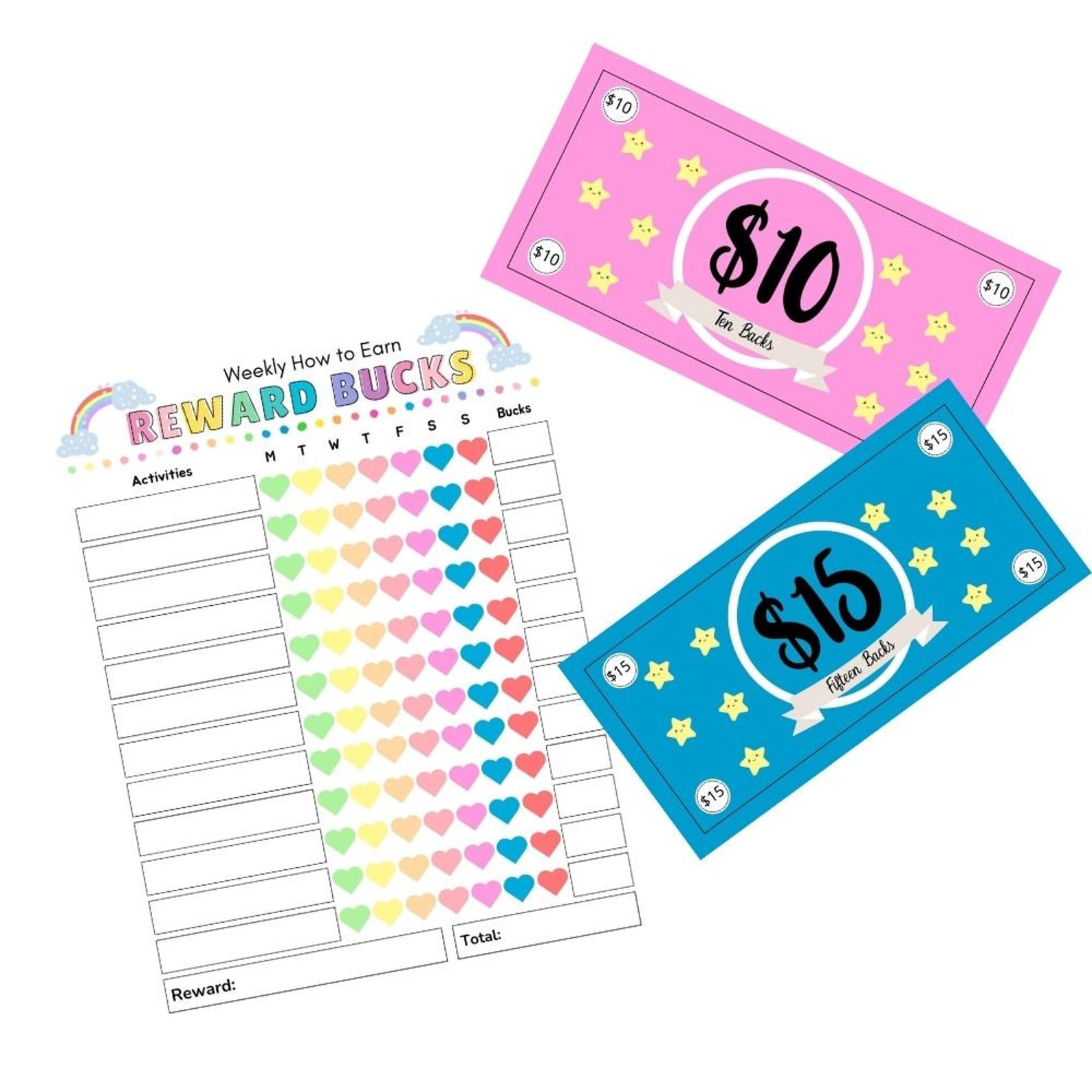 Reward Bucks Template, Reward Chart for Toddler, Reward System Kids ...