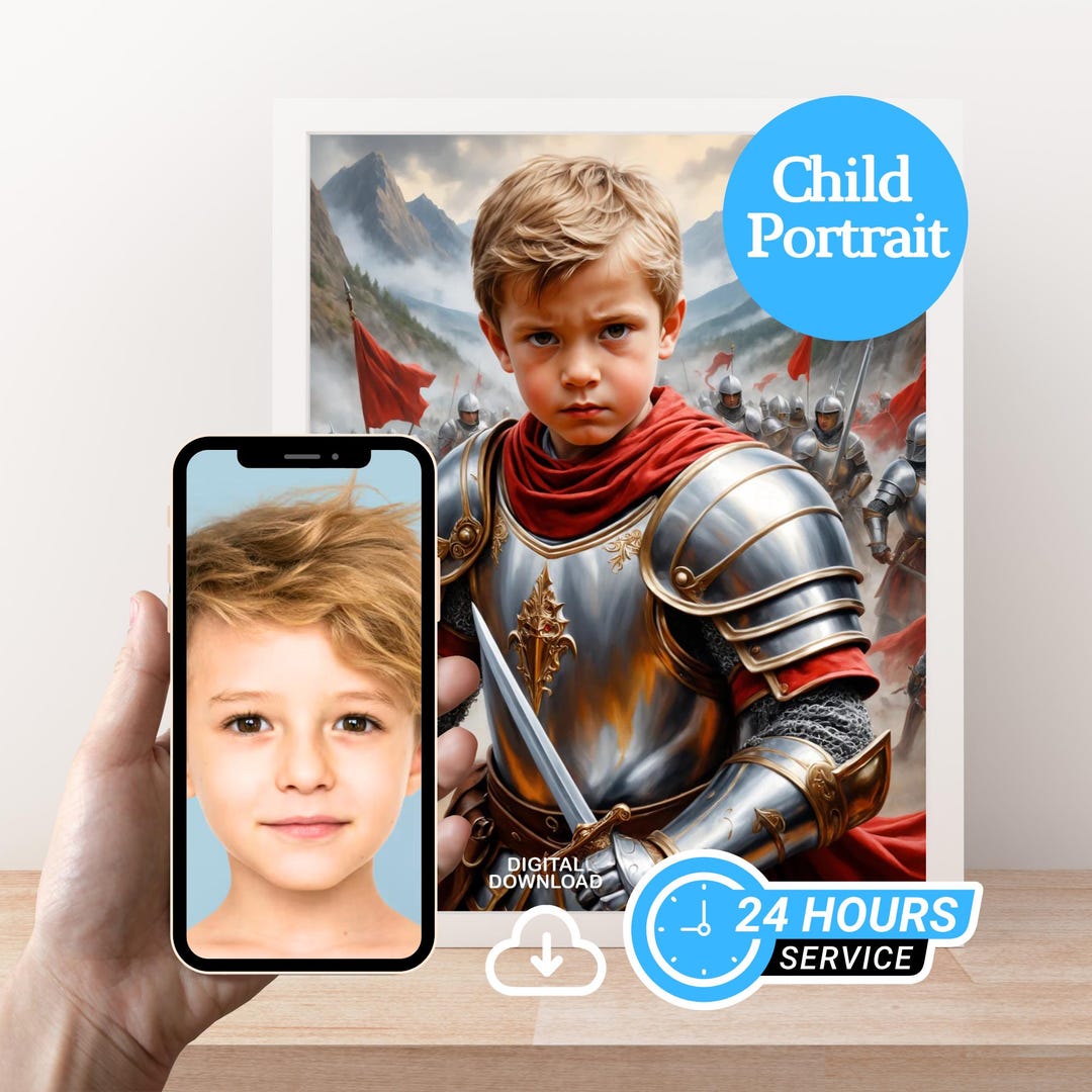 Custom Child Portrait, Boy Child Portrait Photo, Customized Portrait for Childs, Watercolor ...