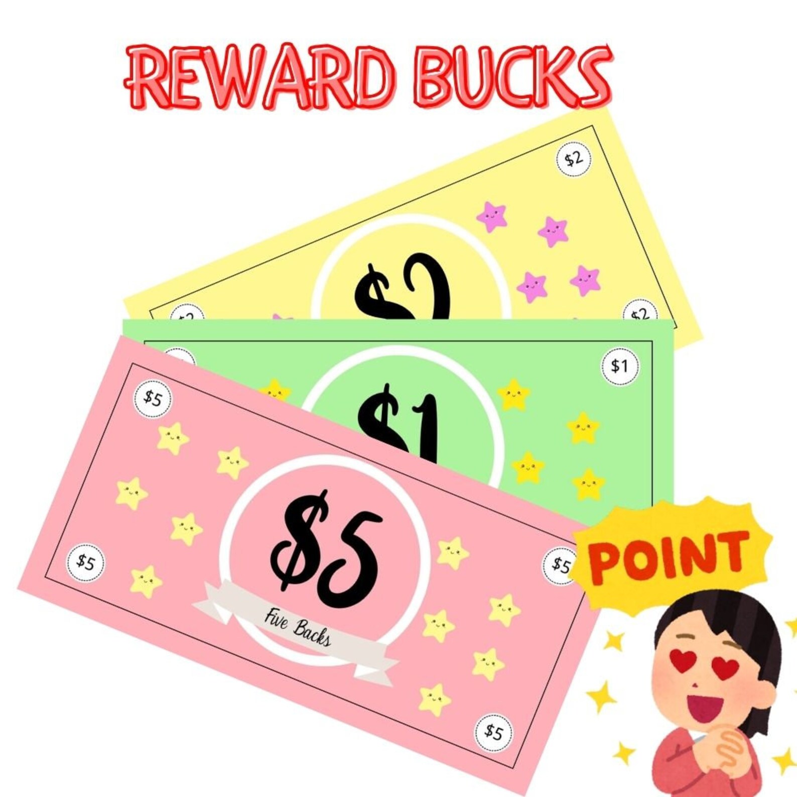 Kids Reward Bucks Template, Task Chart for Kids, Reward Bucks for Kids ...