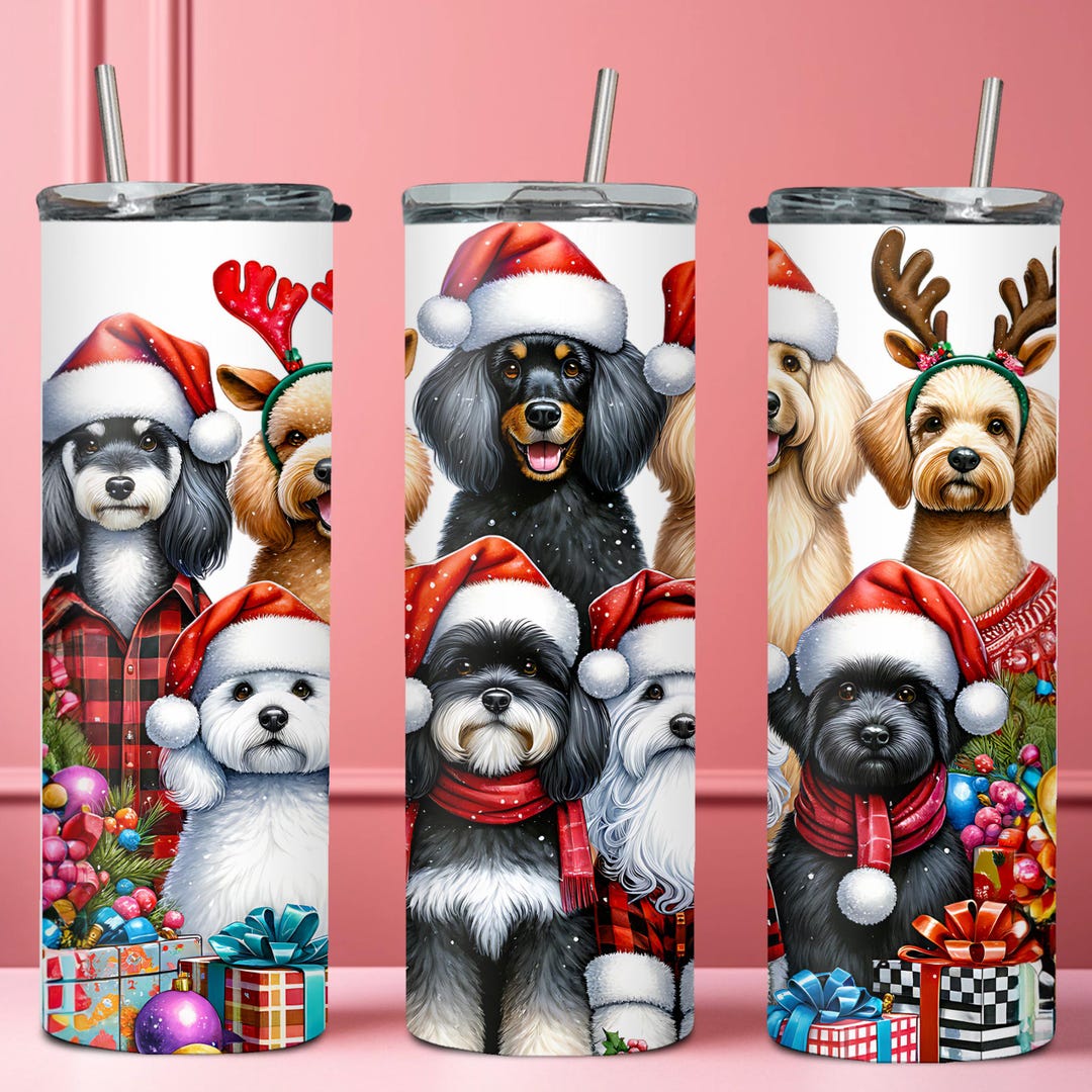 Christmas Dogs Tumbler Festive Santa Dog Tumbler Cute Holiday Dog Lover ...