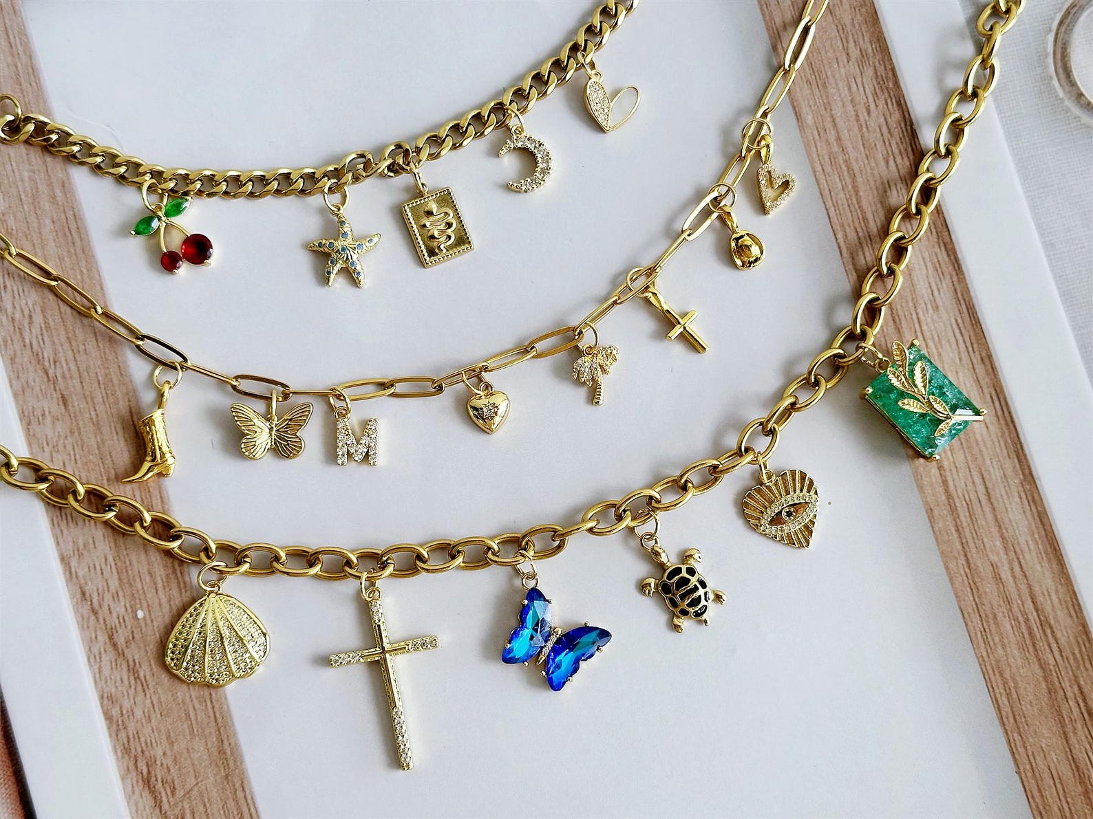 Build Your Own Custom Charm Necklace, Gold Charm Necklace, Custom Charm ...