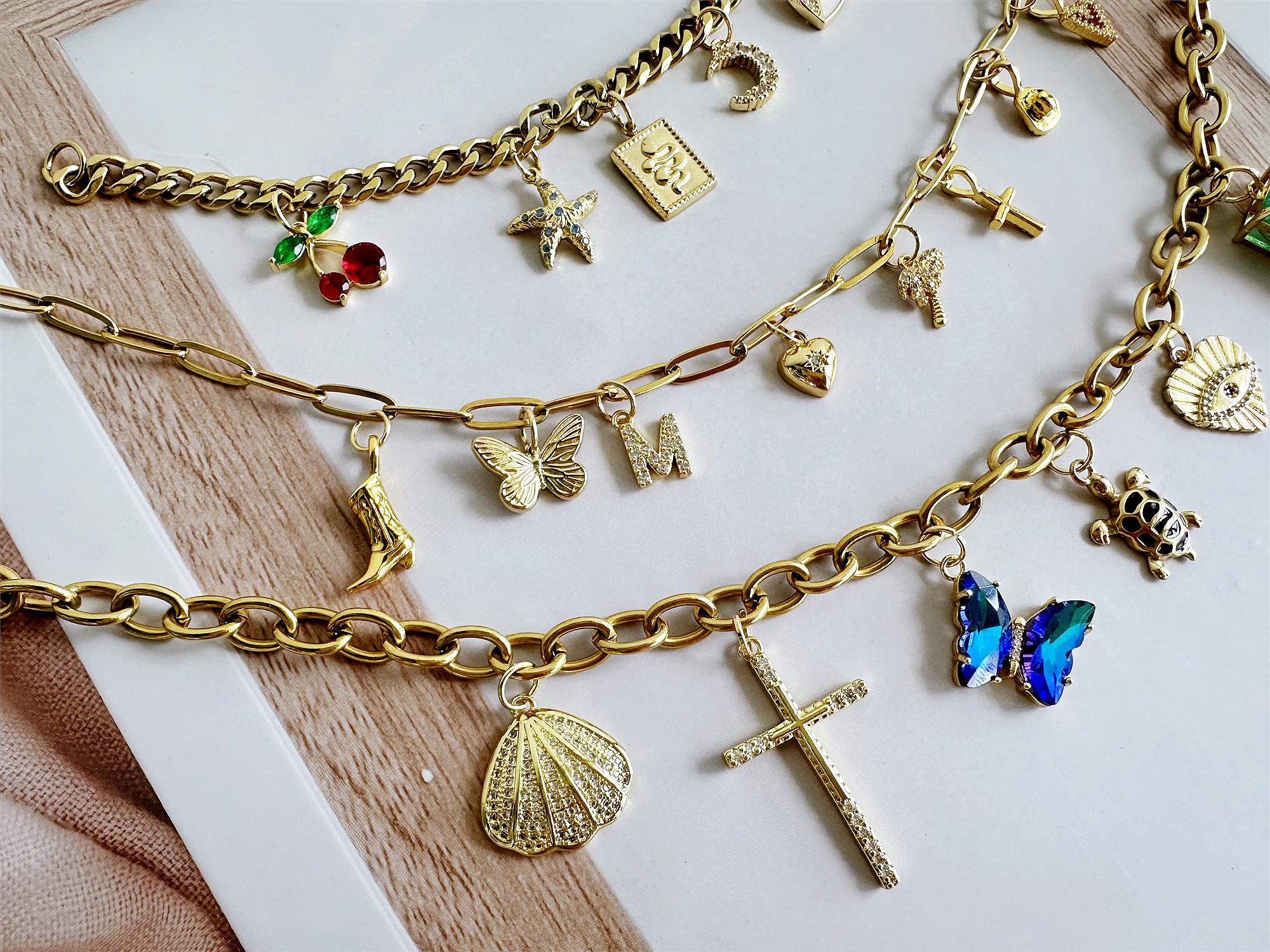 Build Your Own Custom Charm Necklace, Gold Charm Necklace, Custom Charm ...