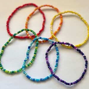 Rainbow Pride Set of 6 Stacked Seed Bead Bracelets - Etsy