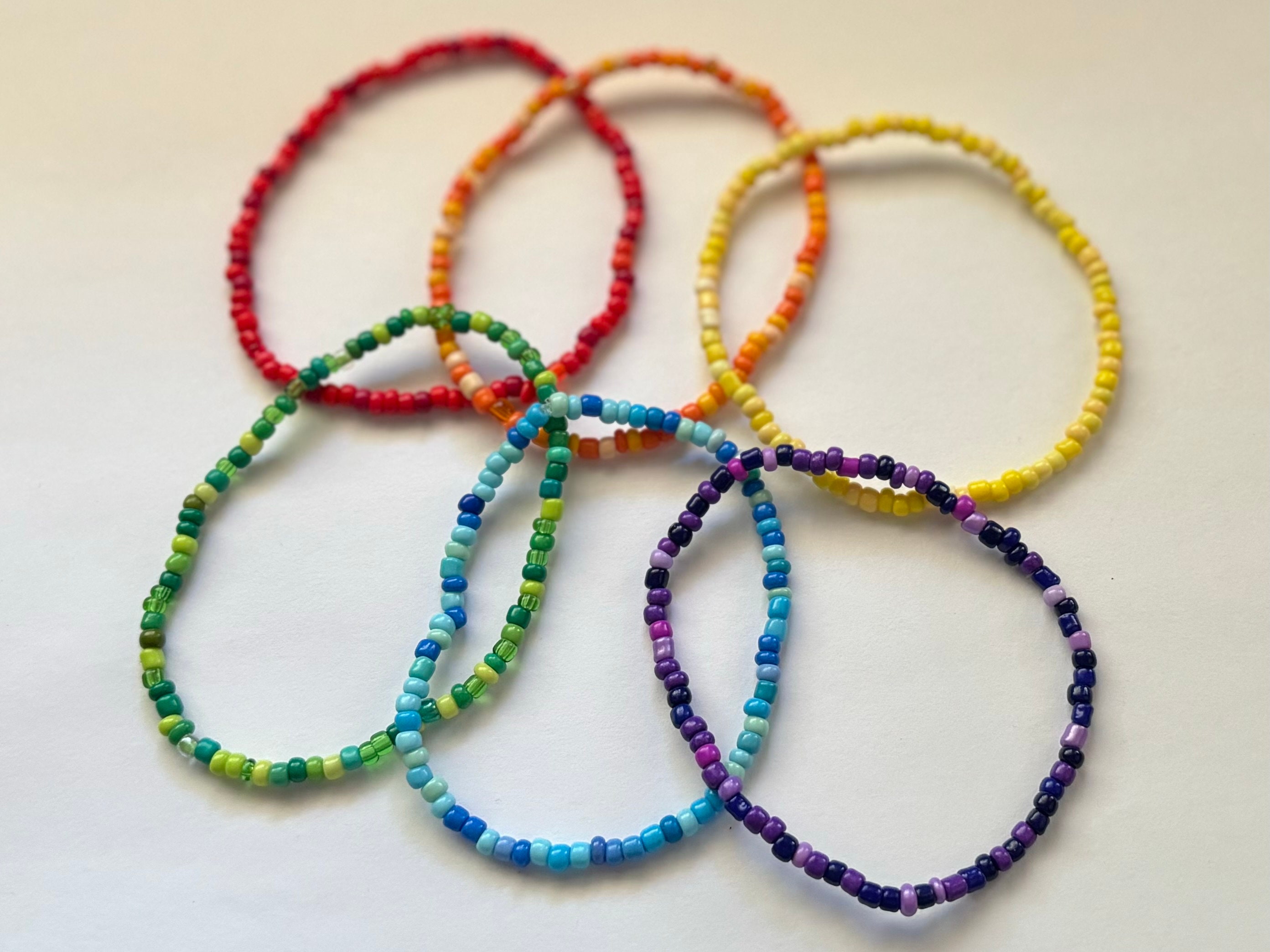 Rainbow Pride Set of 6 Stacked Seed Bead Bracelets - Etsy