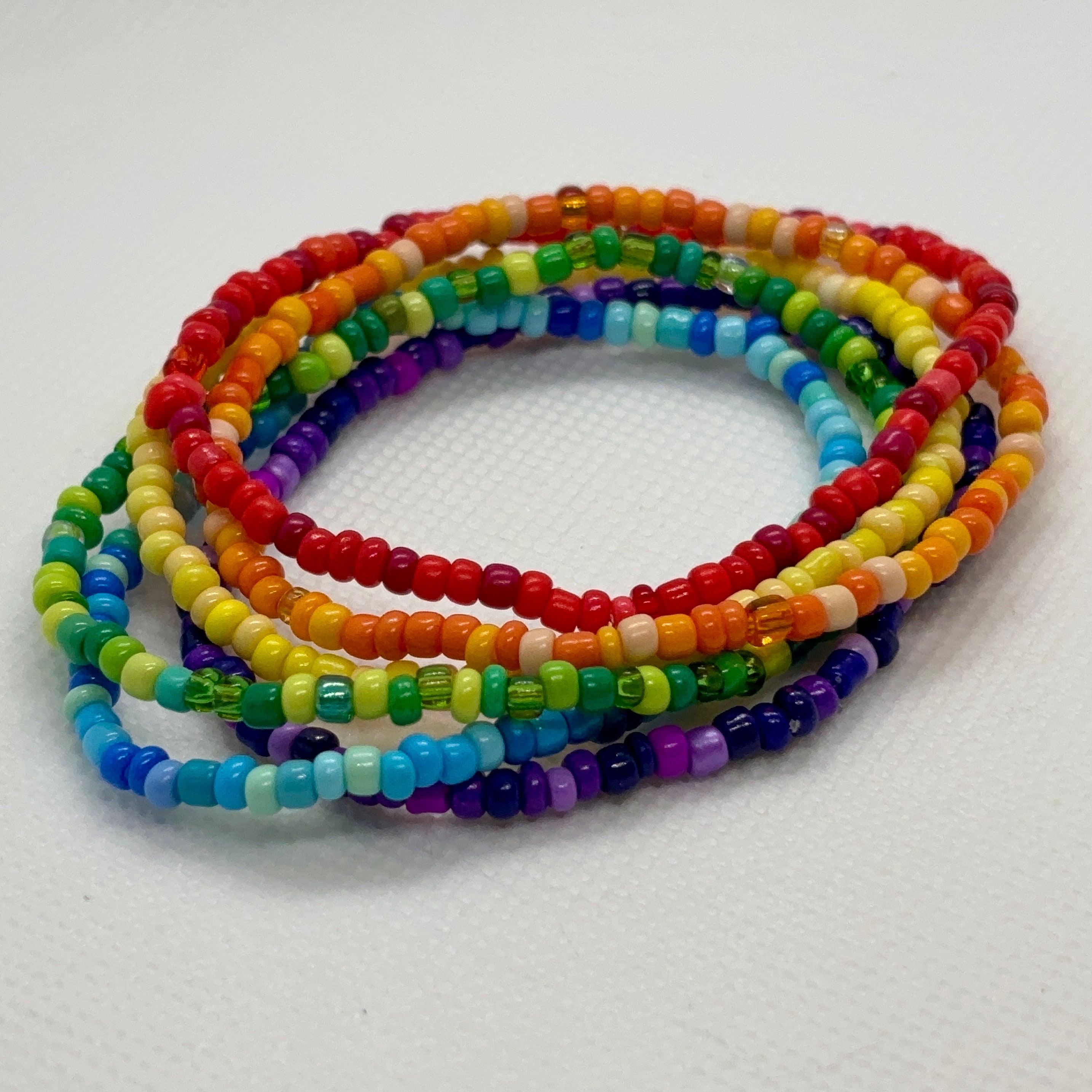 Rainbow Pride Set of 6 Stacked Seed Bead Bracelets - Etsy