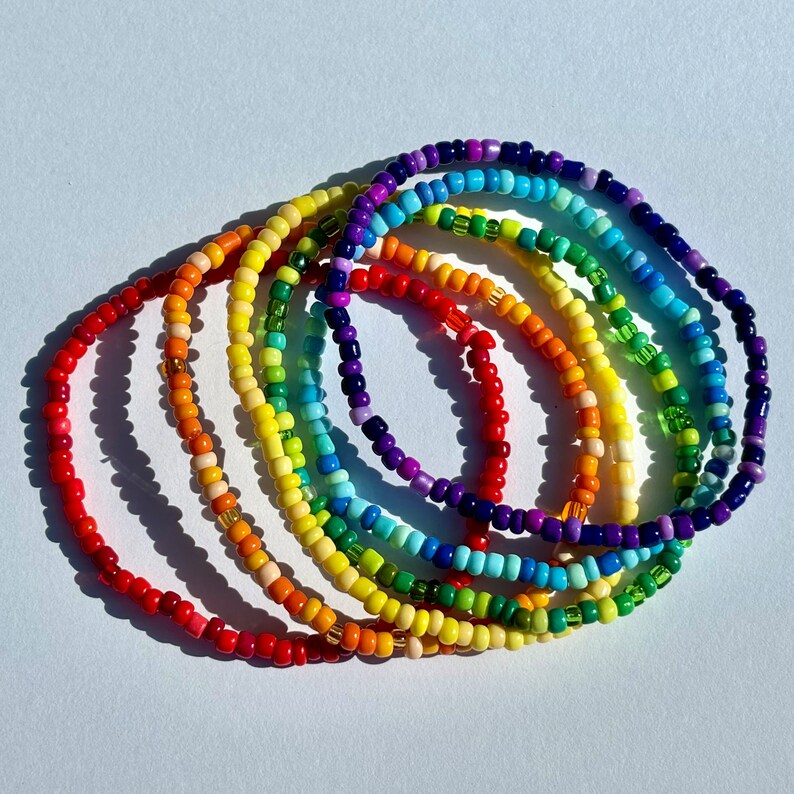 Rainbow Pride Set of 6 Stacked Seed Bead Bracelets - Etsy