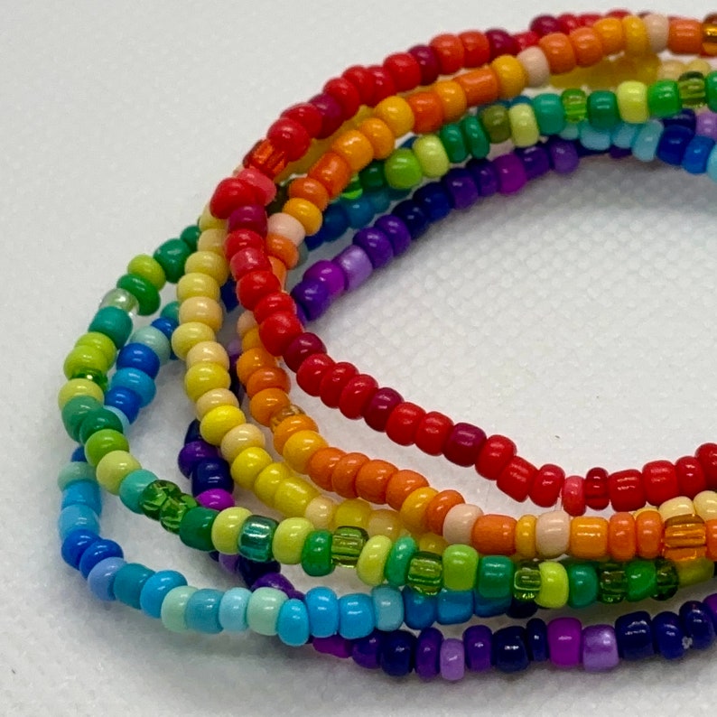 Rainbow Pride Set of 6 Stacked Seed Bead Bracelets - Etsy