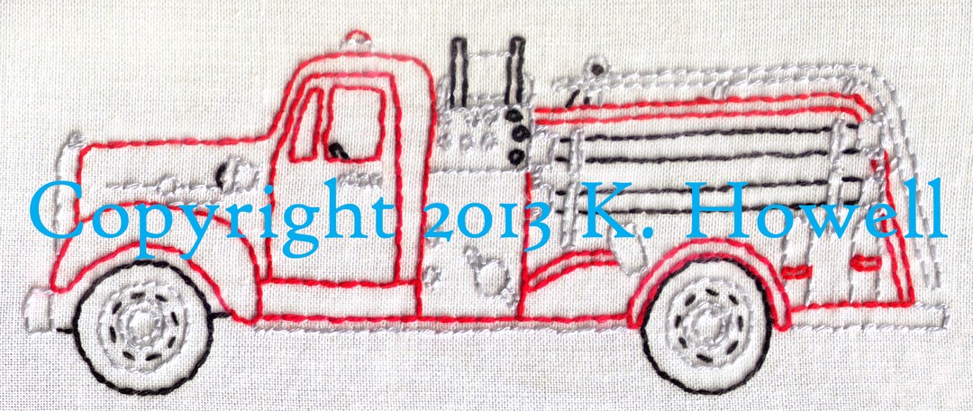 Fire Truck Hand Embroidery Pattern, Fire Station, First Responder ...