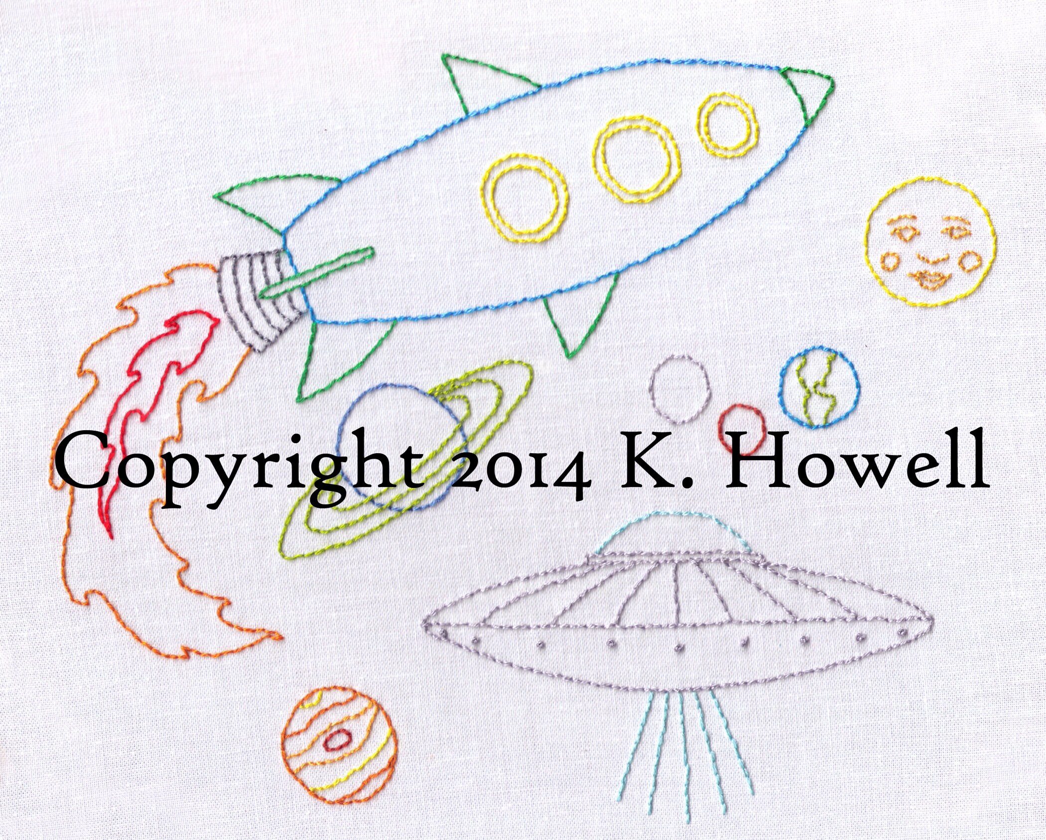 Space Hand Embroidery Pattern Astronaut UFO Planets Solar - Etsy