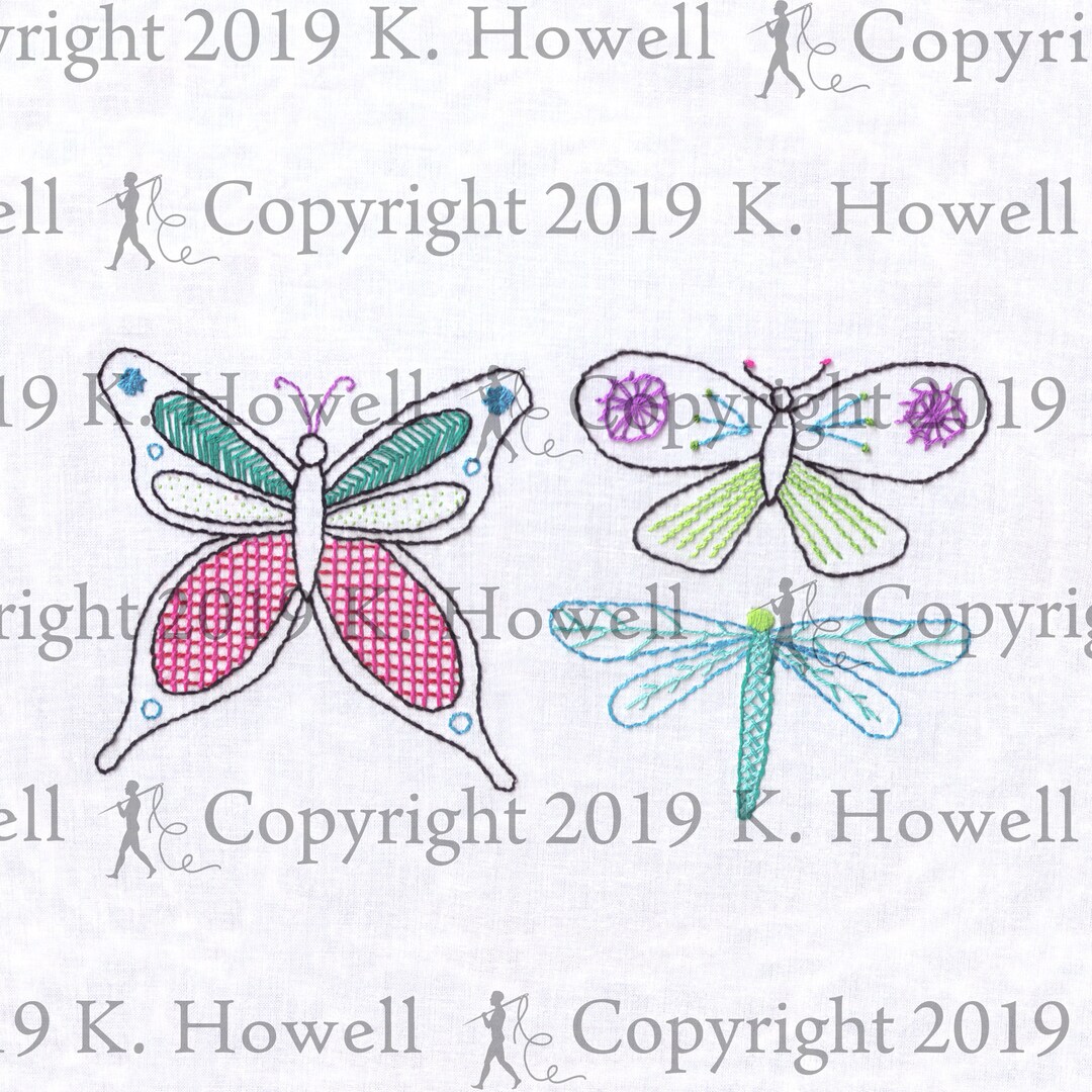 Butterfly, Moth, Dragonfly Sampler Hand Embroidery Pattern, Butterfly ...
