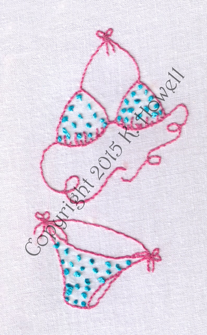Bikini Hand Embroidery Pattern String Bikini Bathing Suit - Etsy