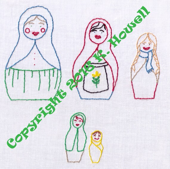 Dolls Hand Embroidery Pattern Russian Nesting Dolls Russian | Etsy