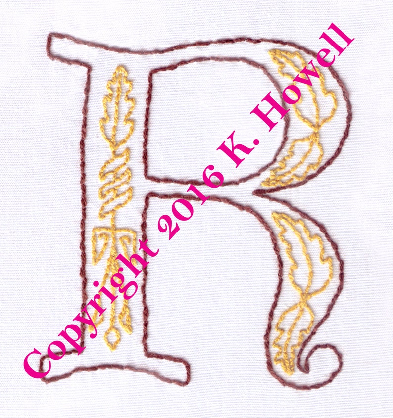 R Hand Embroidery Pattern Medieval Letter Monogram Font | Etsy