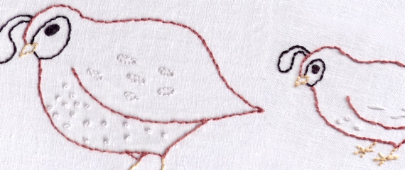 Quail Hand Embroidery Pattern Family Wildlife Animal Bird | Etsy