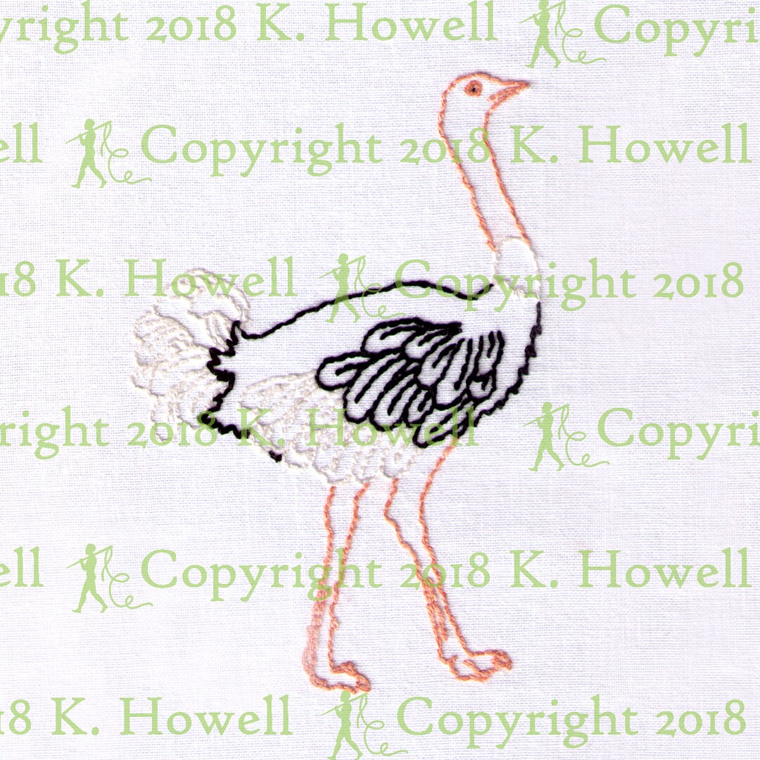 Ostrich Hand Embroidery Pattern, Animal, Cute, Ostrich, Fluffy ...