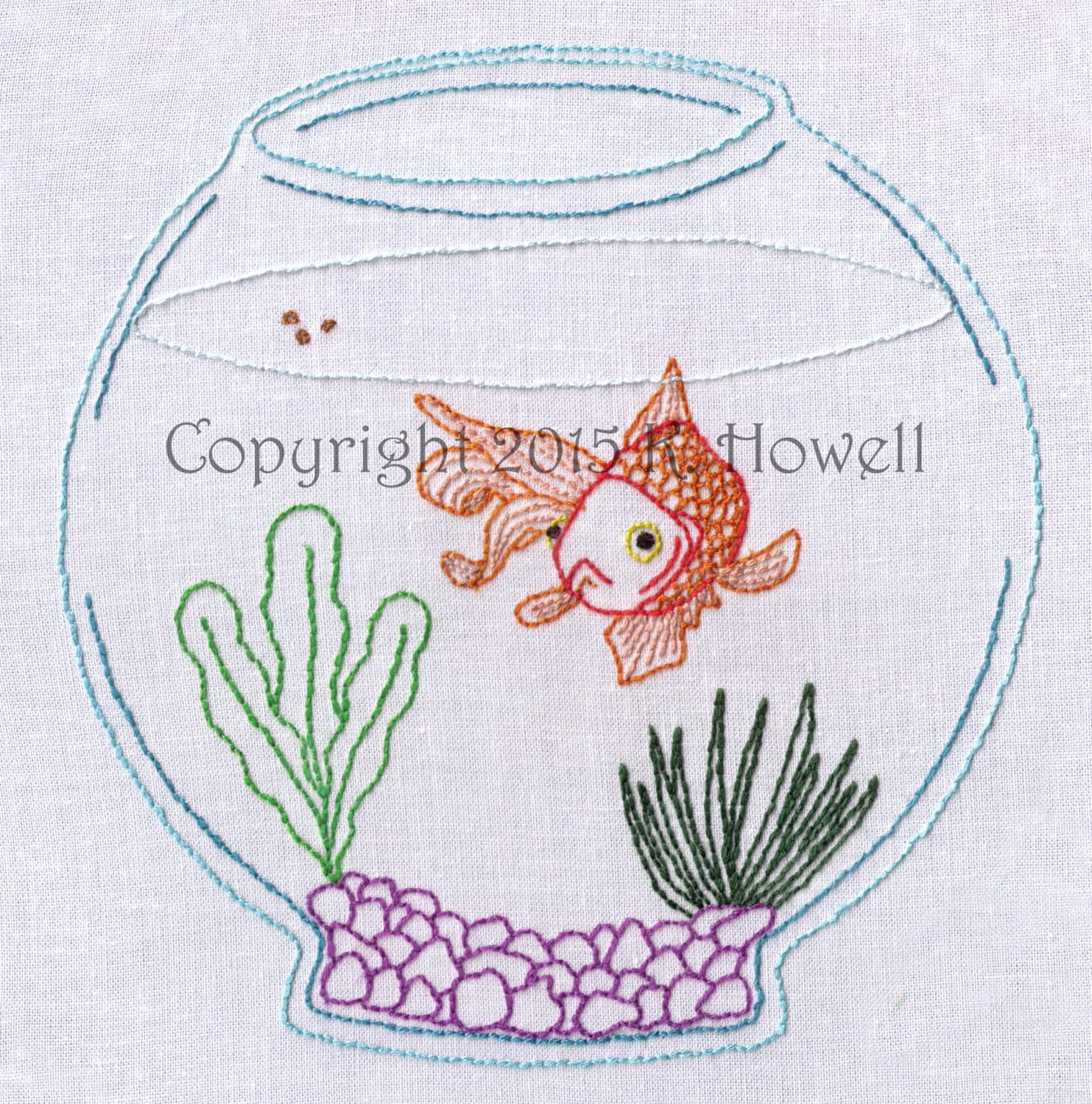 Fish Hand Embroidery Pattern Fish in a Fishbowl Pet PDF | Etsy