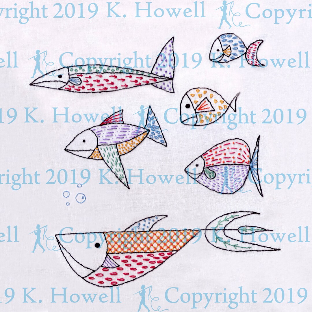 Rainbow Fish Hand Embroidery Pattern, Fish, Sampler, Rainbow, All 6 ...
