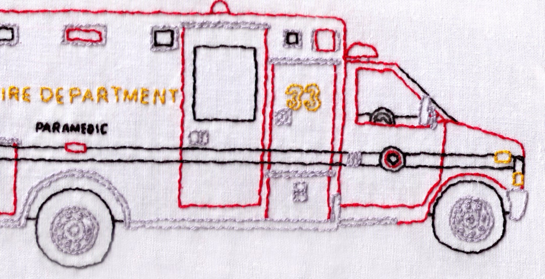 Paramedic Hand Embroidery Pattern, Truck, First Responder, Emergency ...