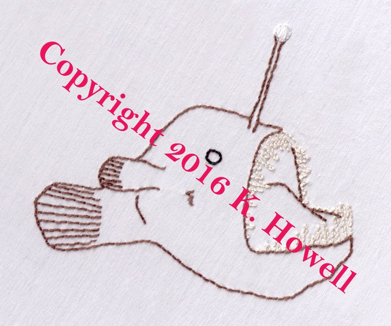 Angler Fish Hand Embroidery Pattern Fish Ocean Deep Sea - Etsy
